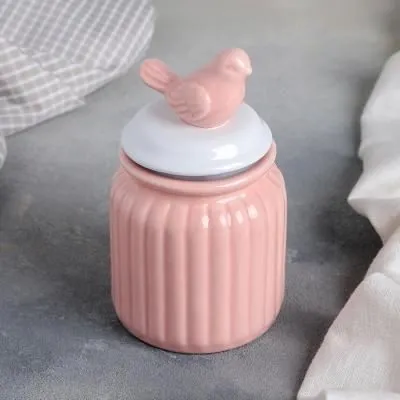 Банка для сыпучих продуктов "Соловушка" 300 мл, 8х14 см, цвет розовый ...